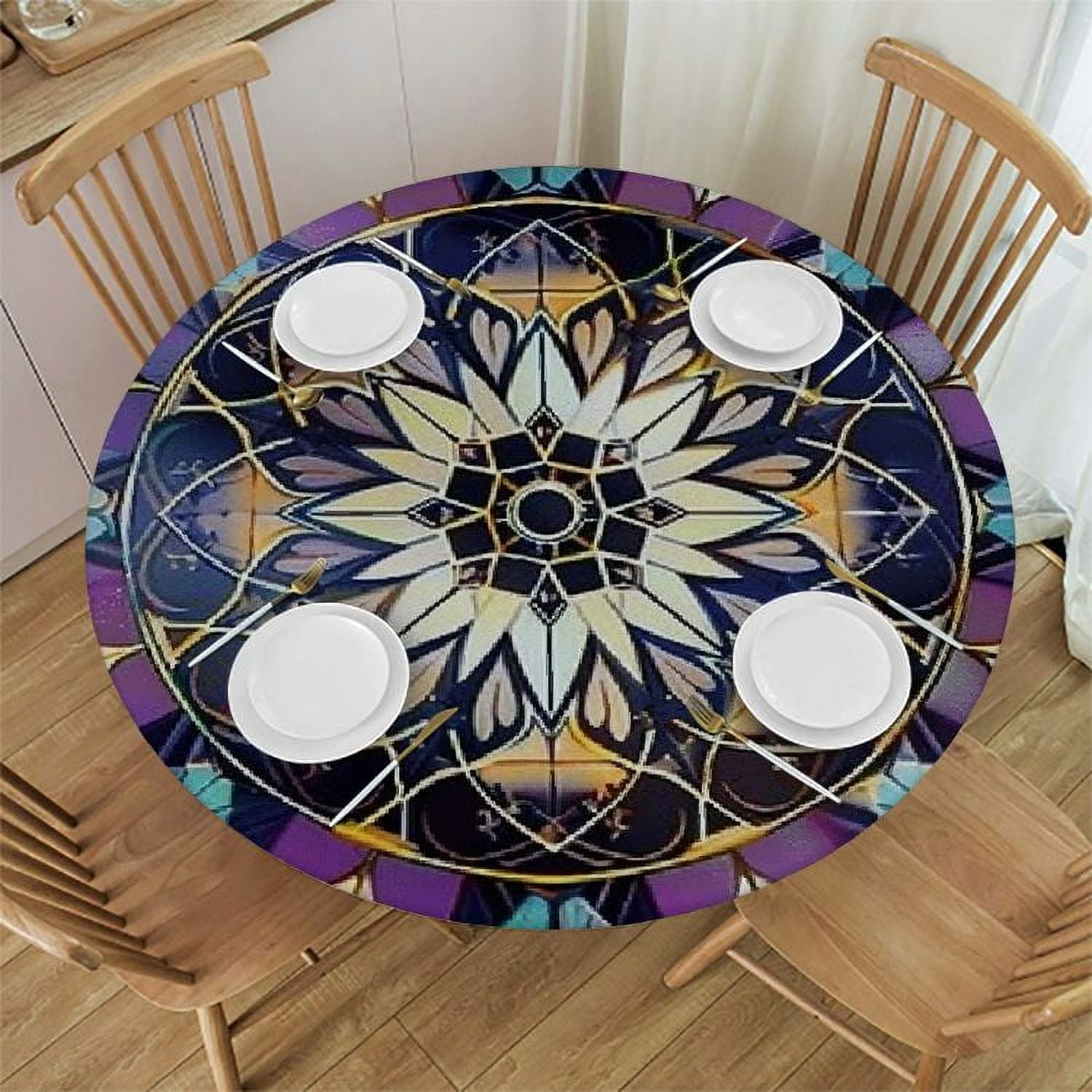 Qlo0ole Lilac Blue Elastic Edged Polyester Fitted Table Cover Geometry ...