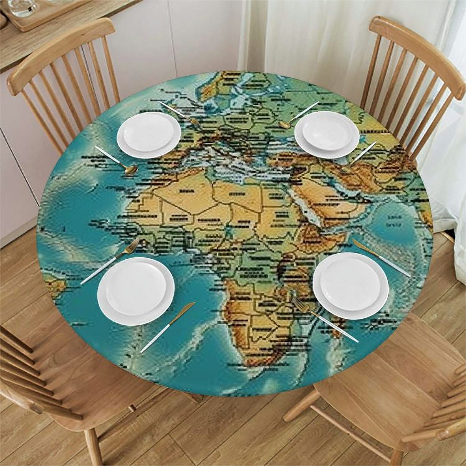 Qlo0ole Map, Fabric , Diameter 70" Map of The World Geography ...