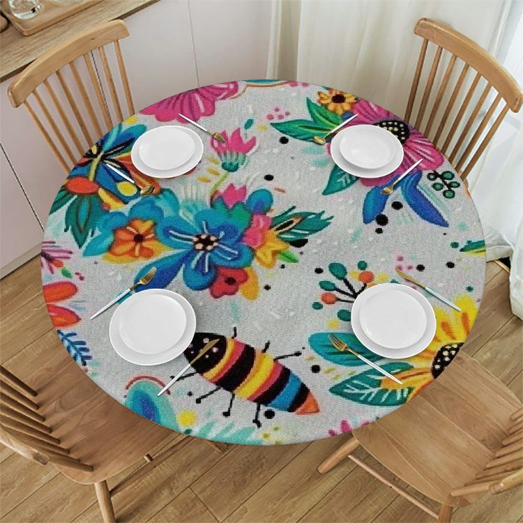 Qlo0ole Toppers for Round Tables Colorful Washable Waterproof Table ...