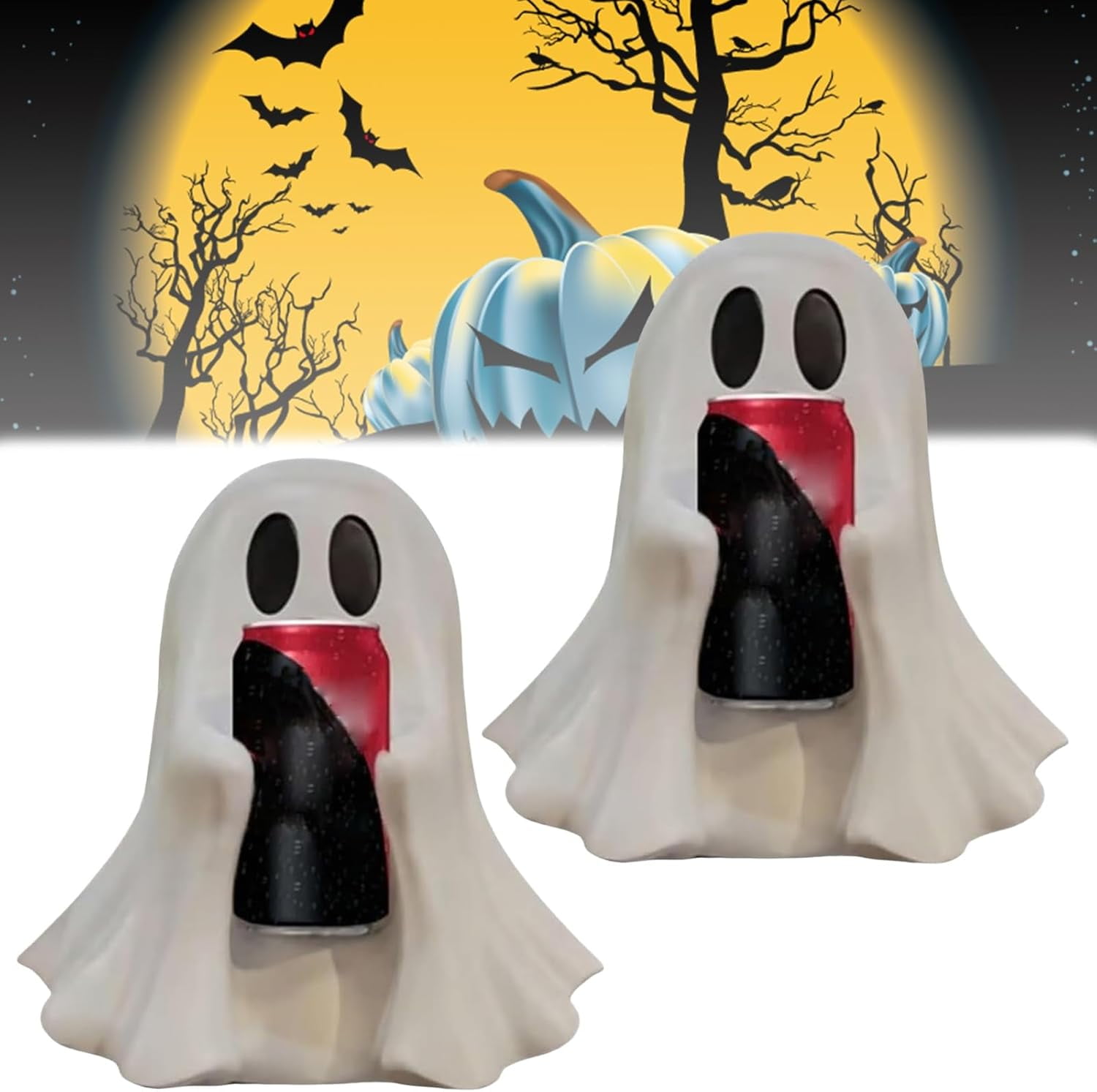 Qmly 2025 Spooky Coke Ghost Halloween Coke Ghost Cute Drink Can Holder ...