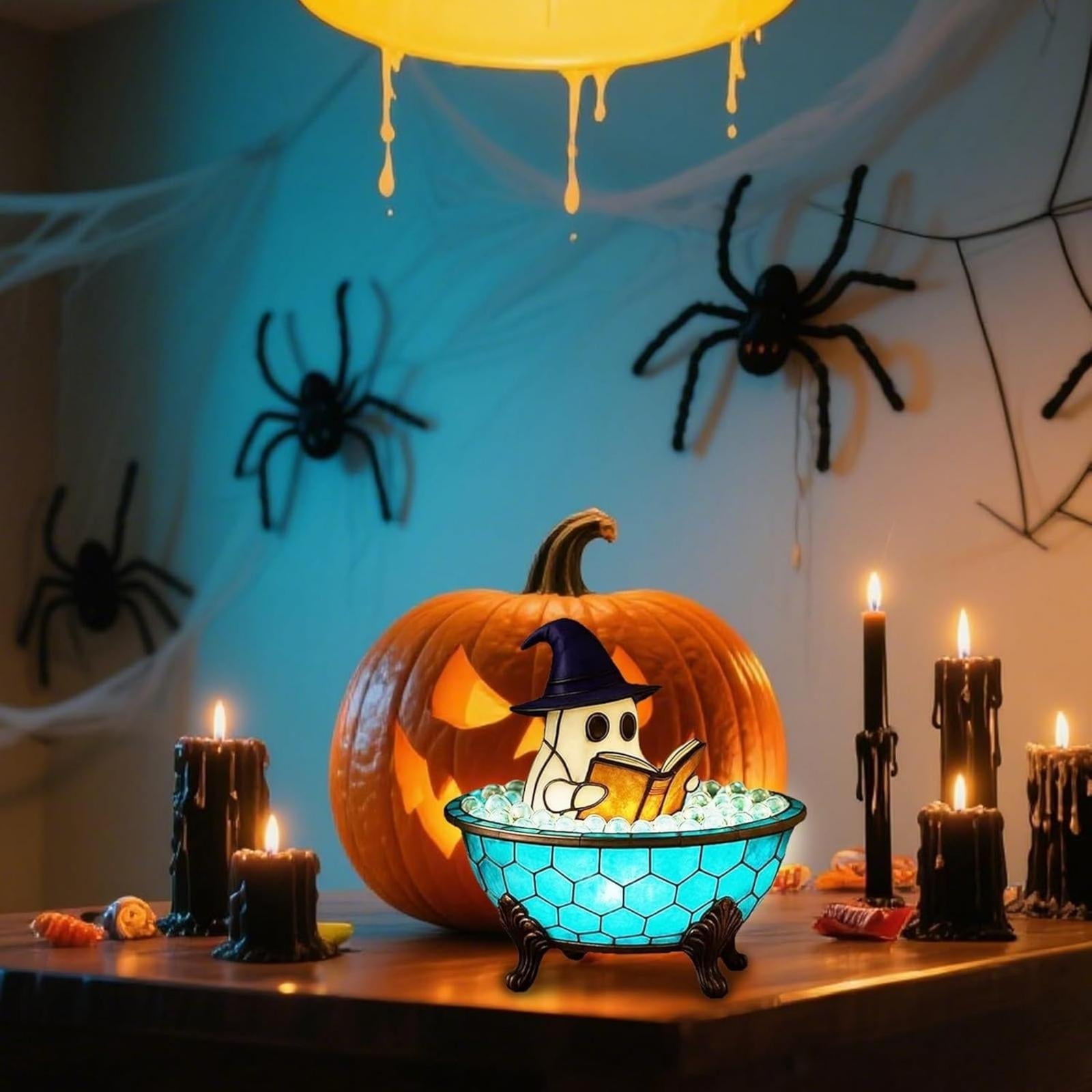 Qmly Ghost Bubble Bath Lamp,Handmade Cute Halloween Ghost Night Light ...
