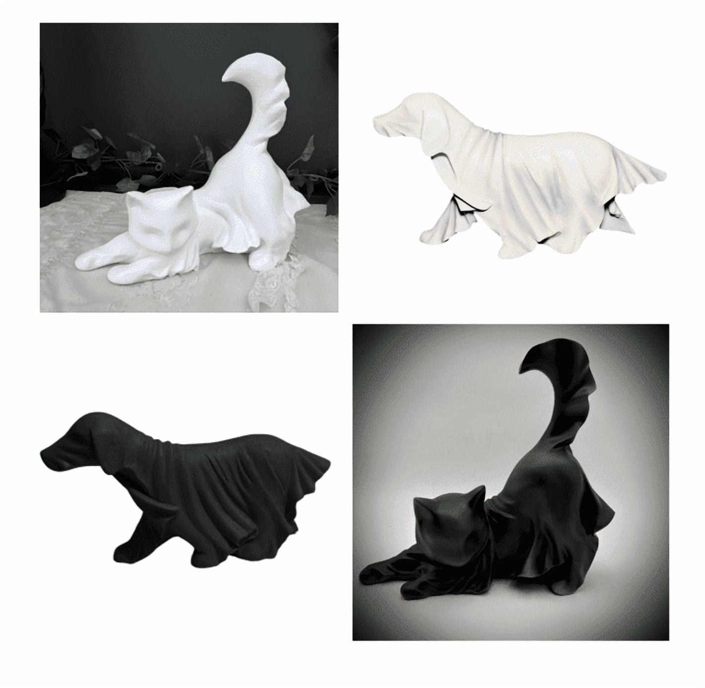 Qmly Gothic Decor Ghost Cat Statue 2025 Cracker Barrel HALLOWEEN Black ...