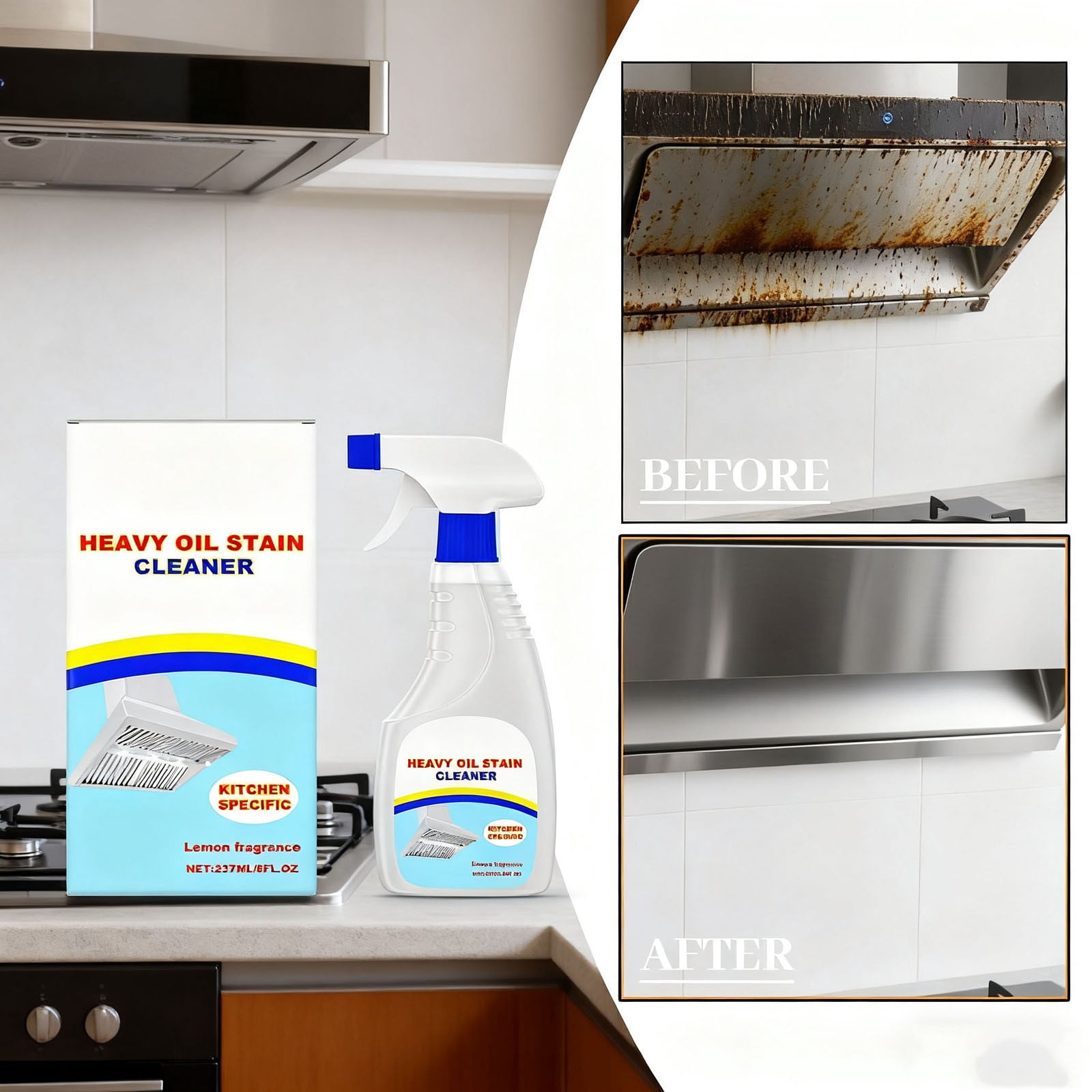Qnjujn 237ml Heavy Oil Stain Remover, Powerful Range Hood and Stove ...