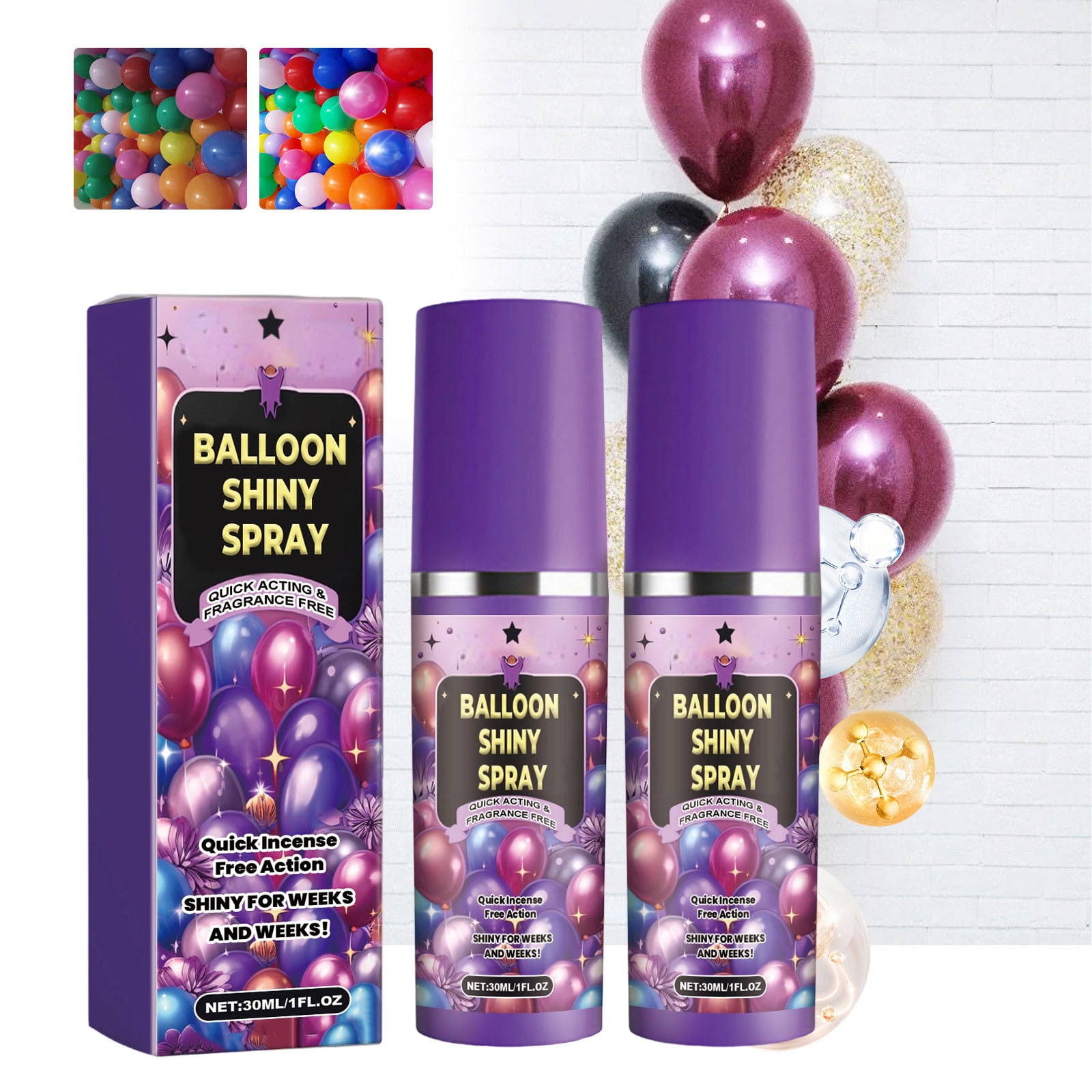Qnjujn 2pcs Balloon Gloss Spray 30ml – Quick-Drying Shine, Long-Lasting ...
