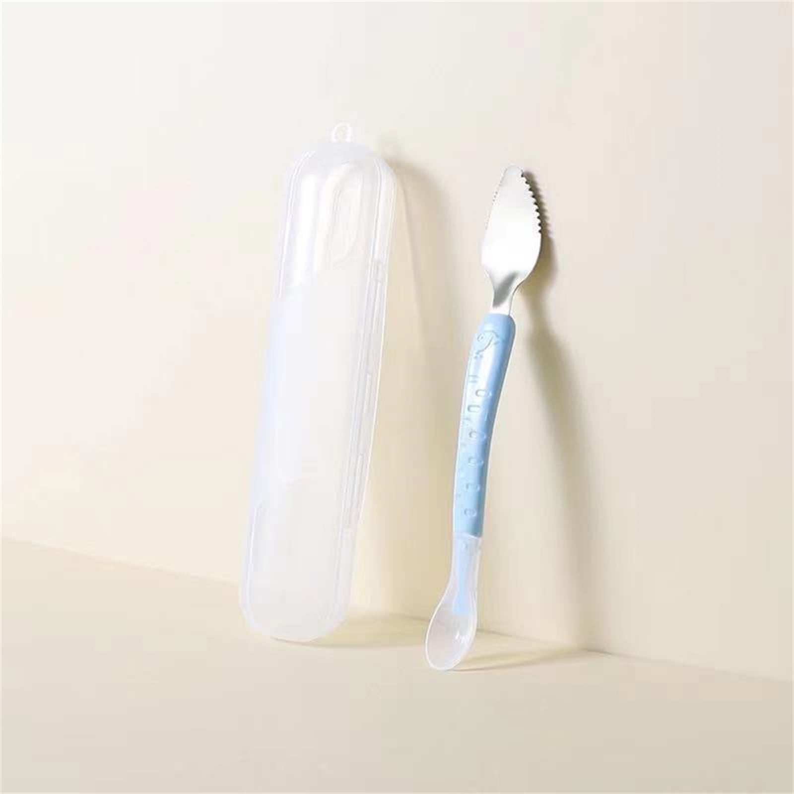 Qnjujn Baby Food Spoon Stainless Steel Dual-Head Soft Spoon & Scraper ...