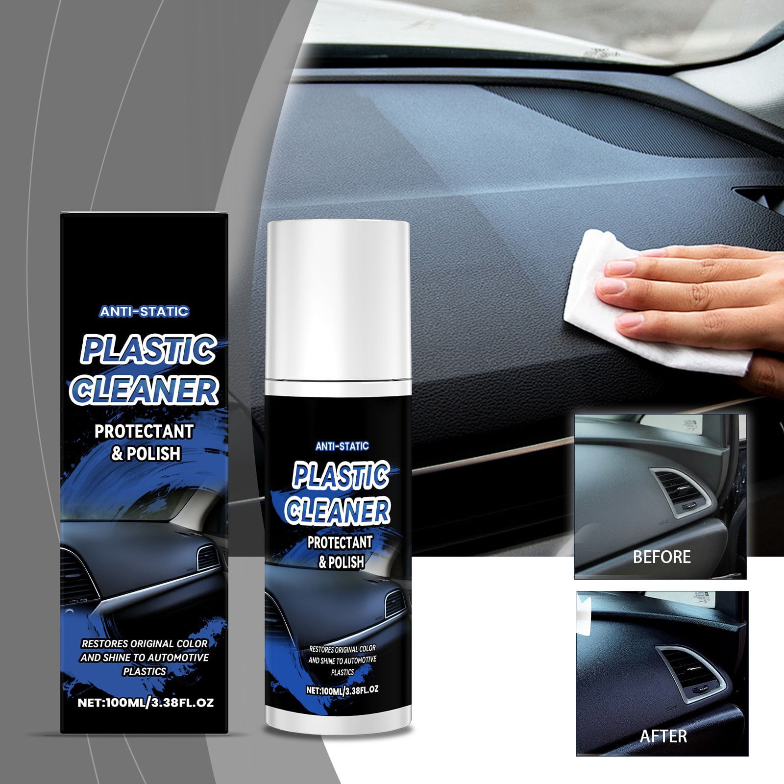 Qnjujn Car Interior Plastic Restorer 100ml, Dashboard Polishing Cleaner ...