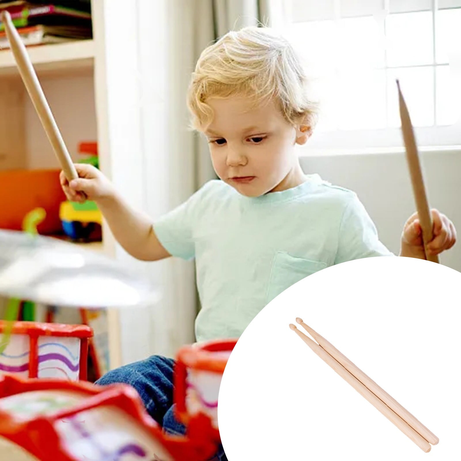 Qnjujn Children's Maple Drumsticks, 11.8" Beginner Drumsticks for Kids ...