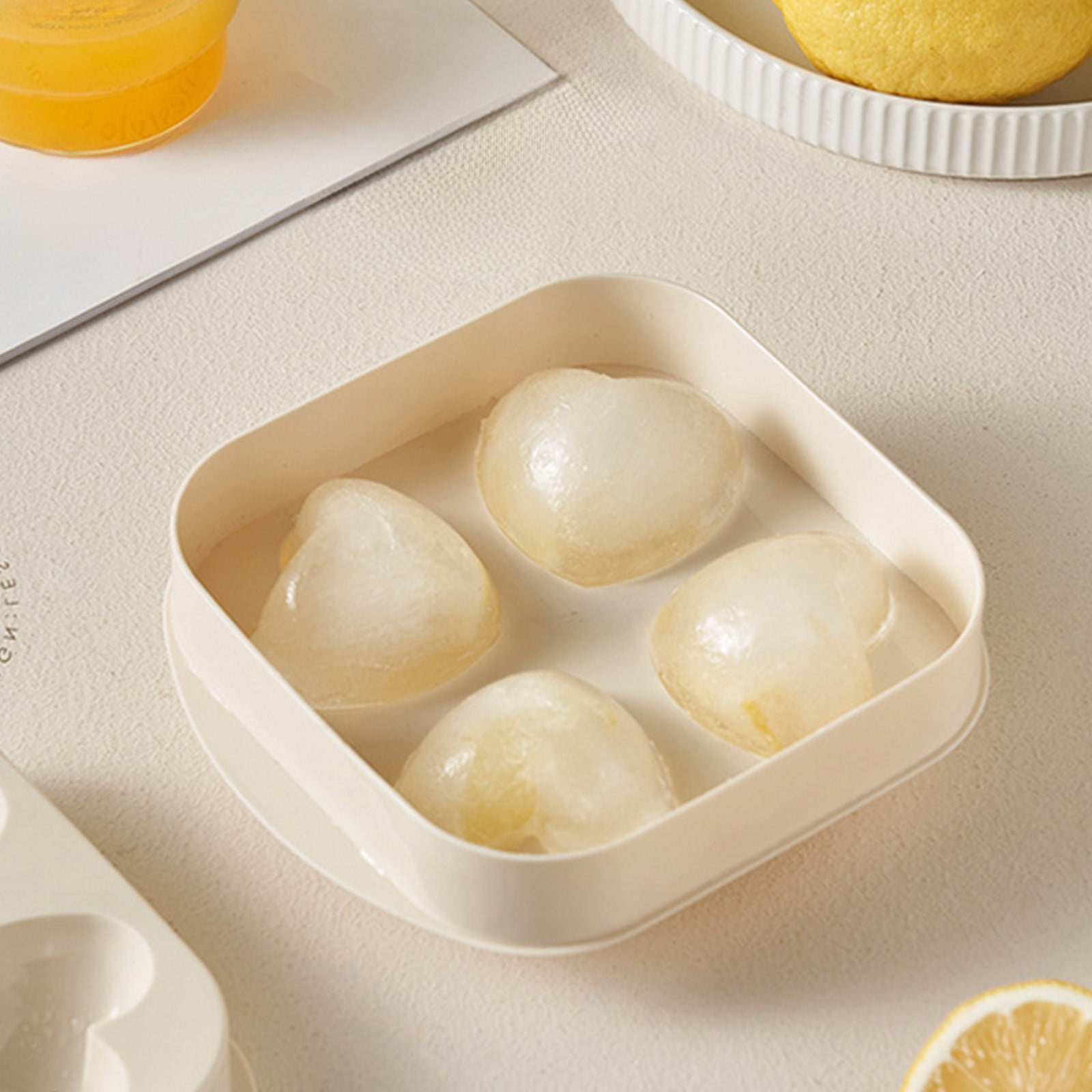 Qnjujn Extra Large Heart Ice Cube Tray, 4-Cavity 3D Romantic Shape ...