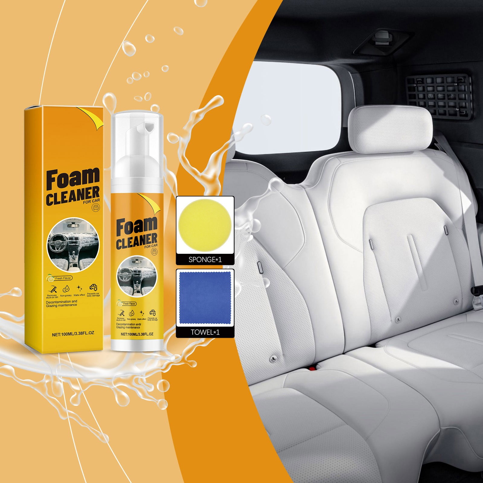 Qnjujn Foaming Car Headliner Cleaner – Fabric, Vinyl & Leather Safe ...