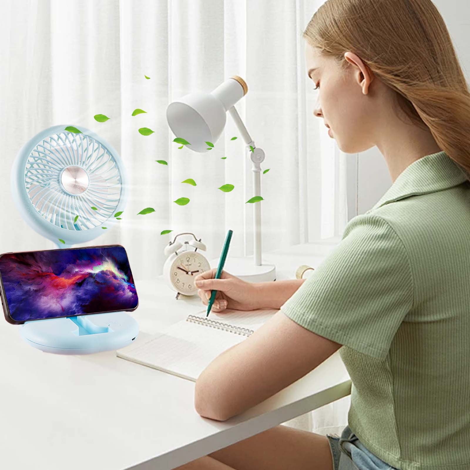 Qnjujn Foldable USB Rechargeable Handheld Small Fan With Cell Phone ...