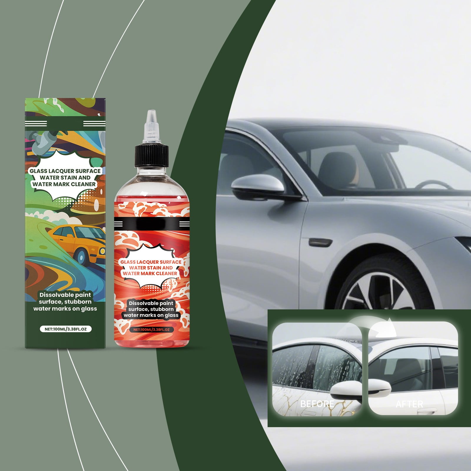Qnjujn Glass Water Stain Cleaner 100ml, Hard Water Spot and Limescale ...