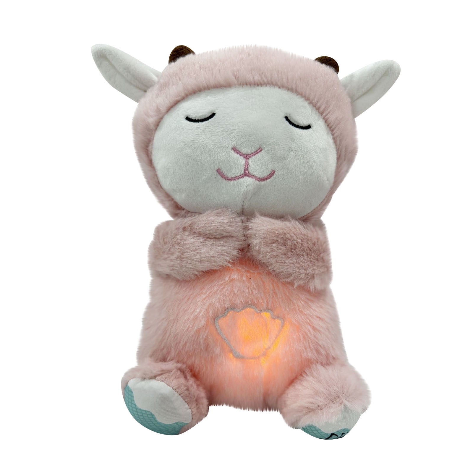 Qnjujn LED Musical Stuffed Breathing Glowing Lamb Sheep Plush Toy ...