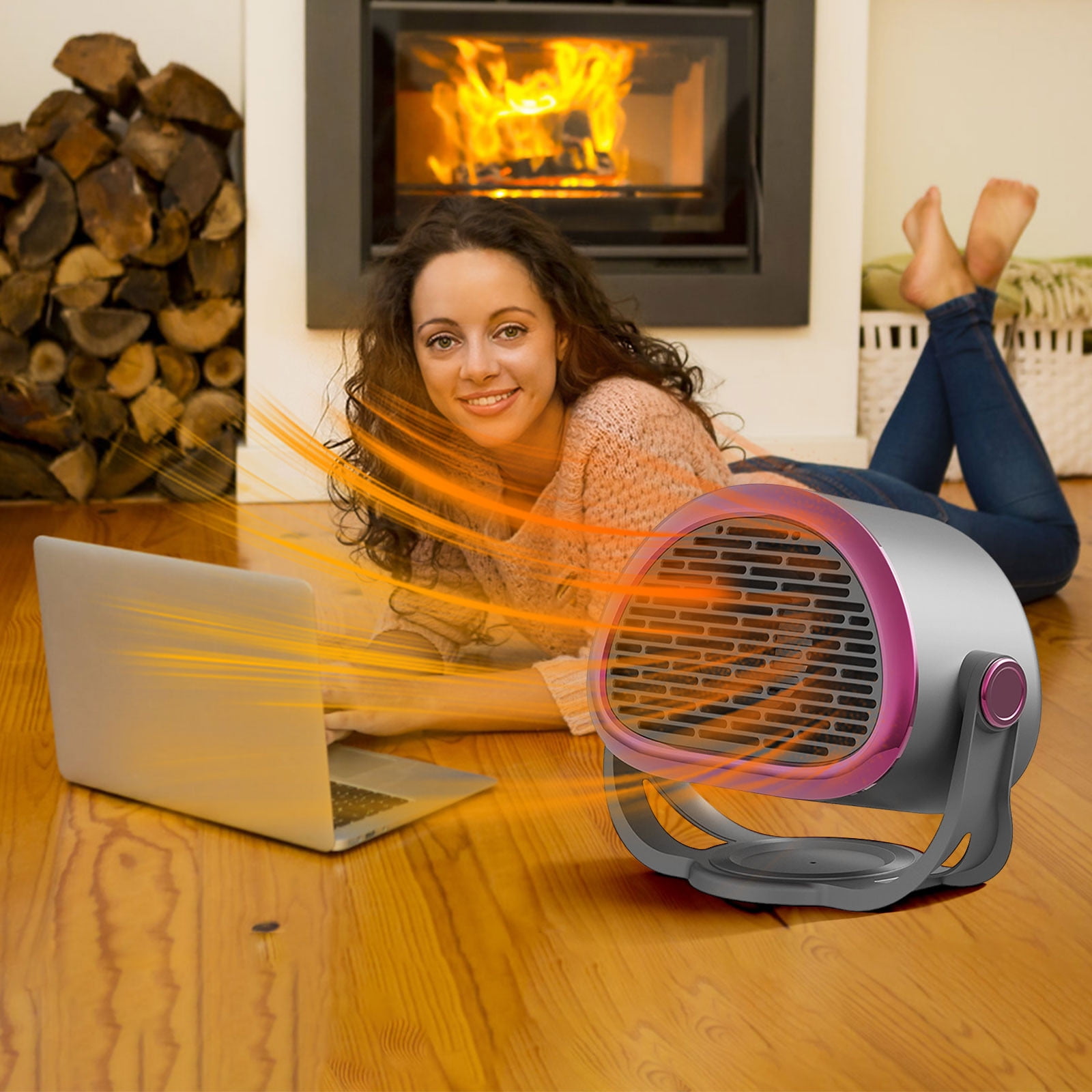 Qnjujn Mini Desktop Space Heater, Quiet Small Household Heating Fan, 90 ...