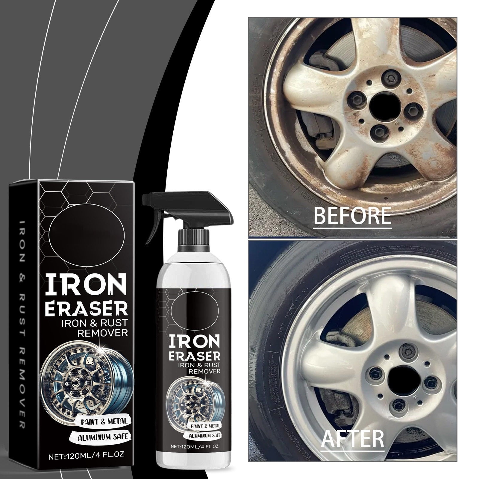 Qnjujn Rust Remover for Car Tires – Fast-Acting Rust Dissolver Spray ...