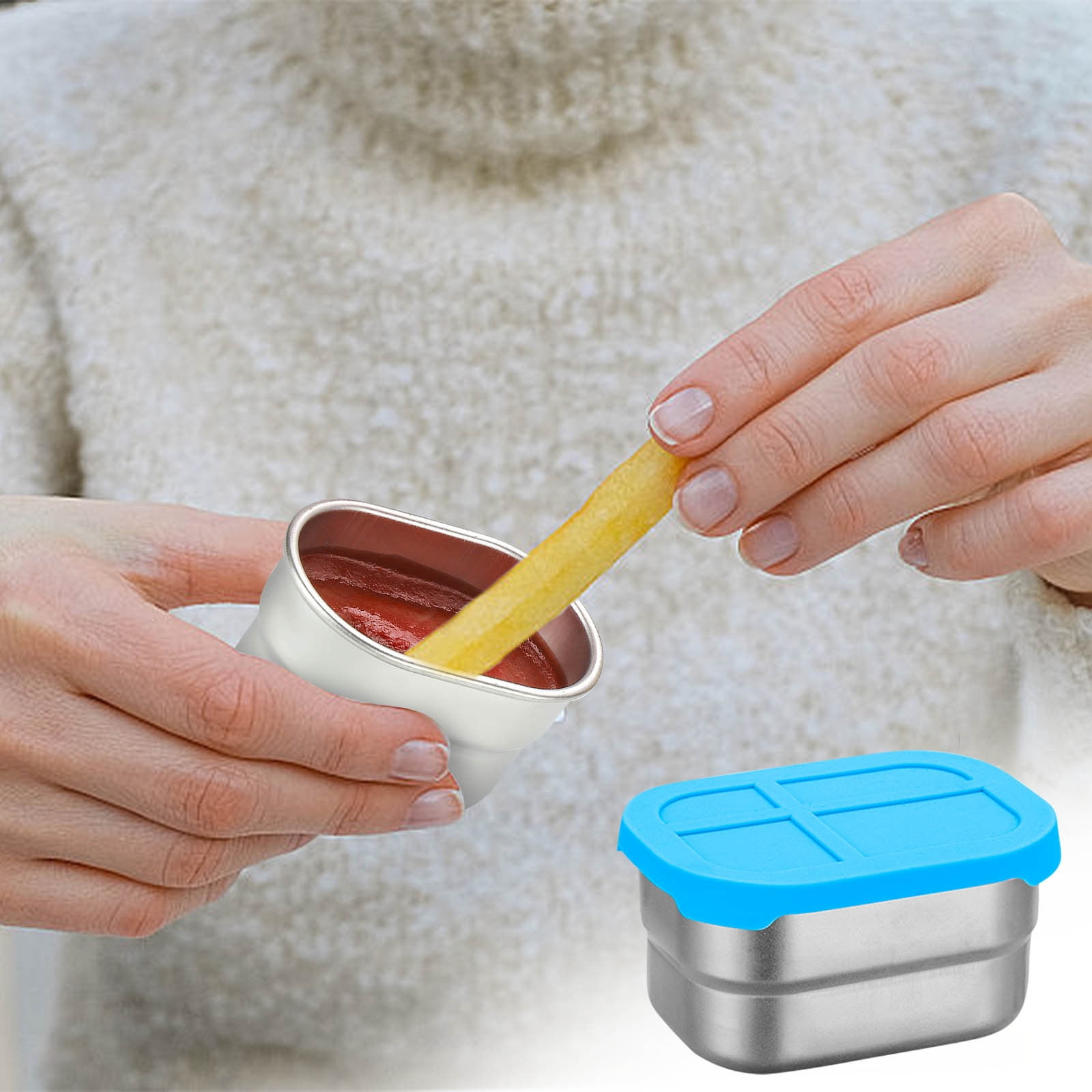 Qnjujn Stainless Steel Dipping Box - Airtight Food-Grade Sauce ...