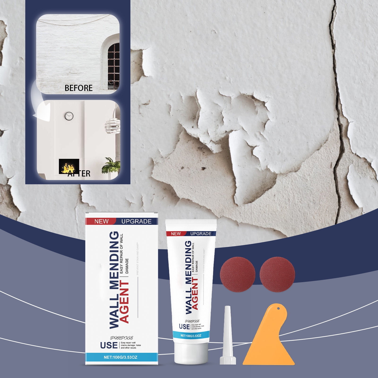 Qnjujn Wall Repair Paste, Quick-Dry Crack Filler, White Paint Patch ...