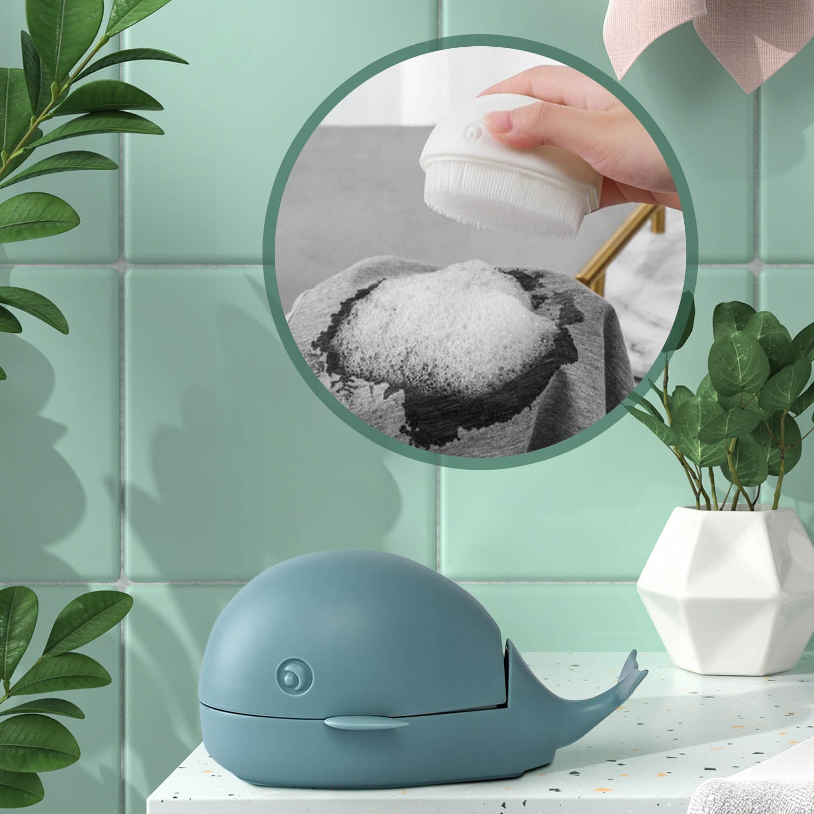 Qnjujn Whale-Shaped Laundry Brush - Gentle No-Scratch Cleaning for ...
