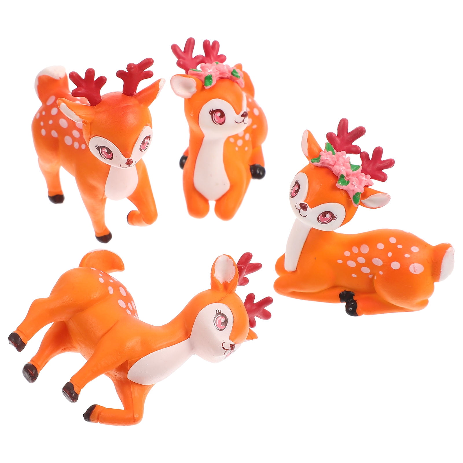 Qnmwood 4pcs Miniature Deer Figurines Woodland Creatures Statue ...