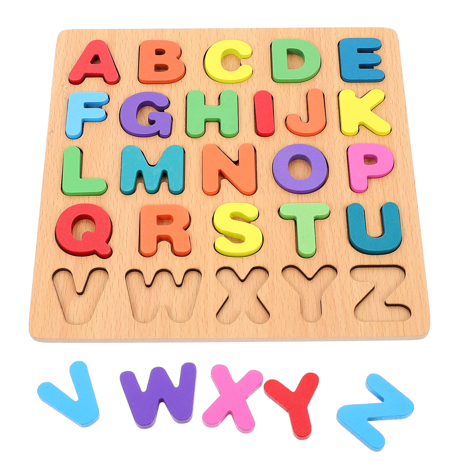 Qnmwood Alphabet Puzzle Wooden Letter Math ABC Montessori Toys ...