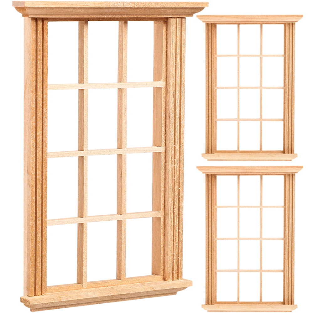 Qnmwood Dollhouse Furniture Wood Windows Miniature Frame (1:12 Scale ...