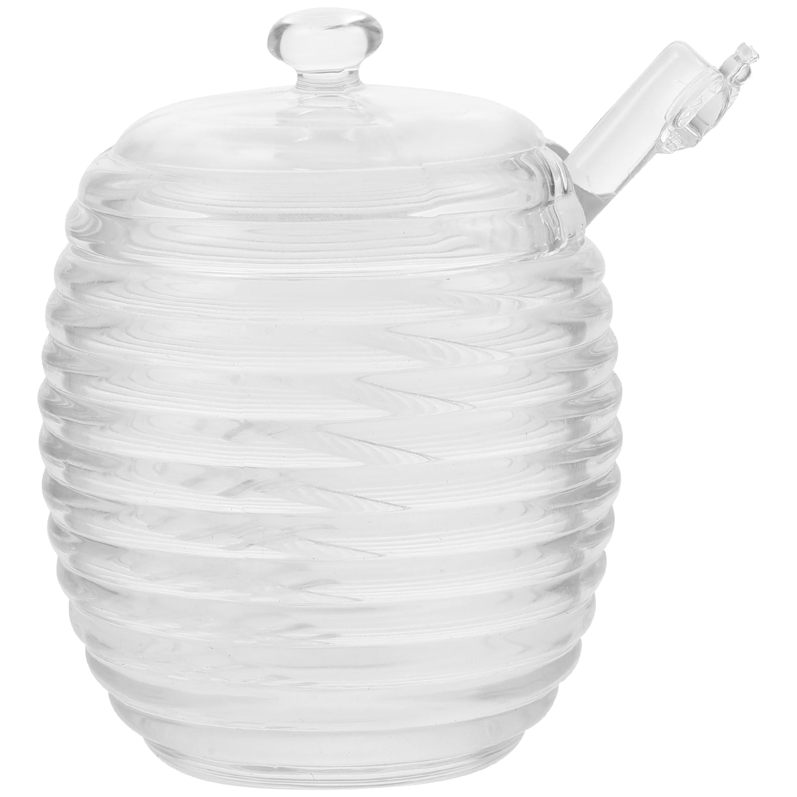 Qnmwood Glass Honey Jar with Dipper and Lid - Large Beehive Design ...
