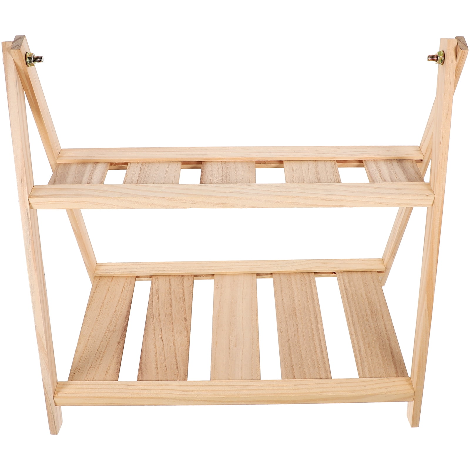 Qnmwood Wooden 2-Tier Flower Pot Display Shelf for Home Garden Balcony ...