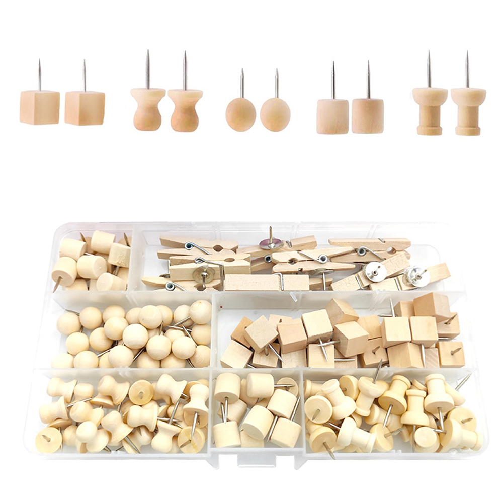 1 Set of Decorative Wooden Pushpins Documents Thumb Tacks Photo Display ...