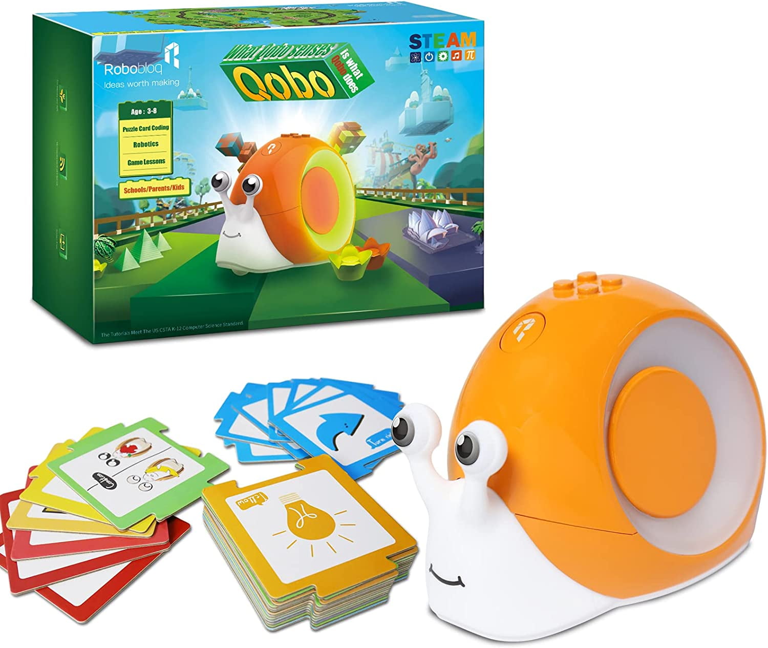 Qobo Coding Robot for Kids 3+, Screen-Free, Coding Pets with 30 ...