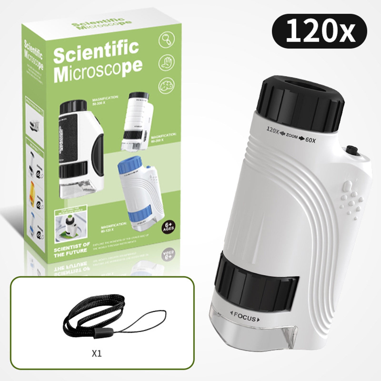 Qocolcyl 120X Handheld Microscope for Kids Mini Pocket Microscopes Kit ...