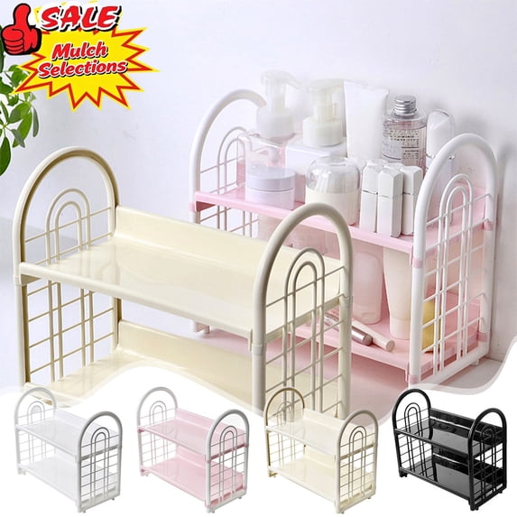 Qocolcyl 2-Tier Plastic Storage Rack Organizer, Multi-Purpose Desktop ...