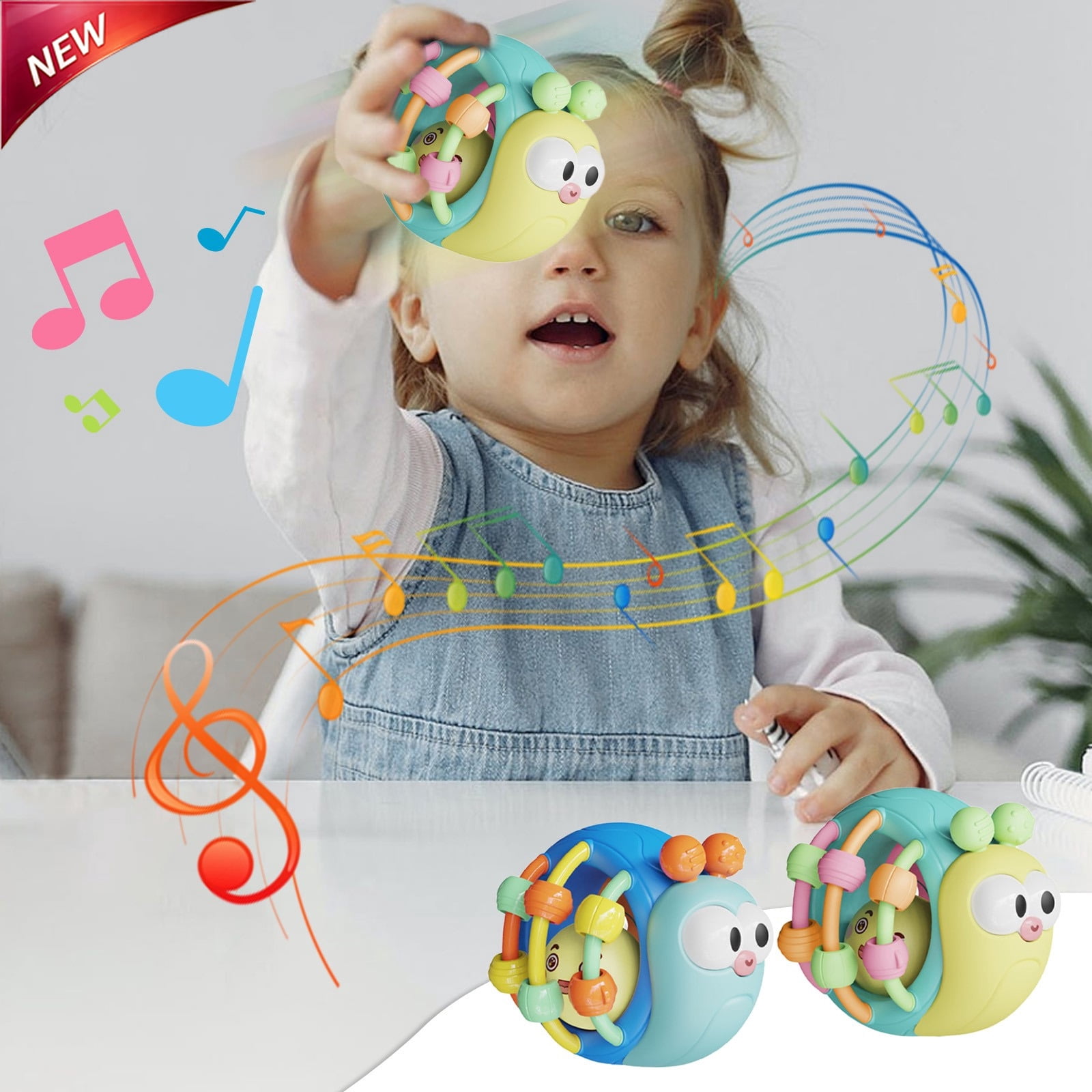 Qocolcyl Baby Cute Snail Grasp Rattle Ball Toy, Shaker Ball with ...