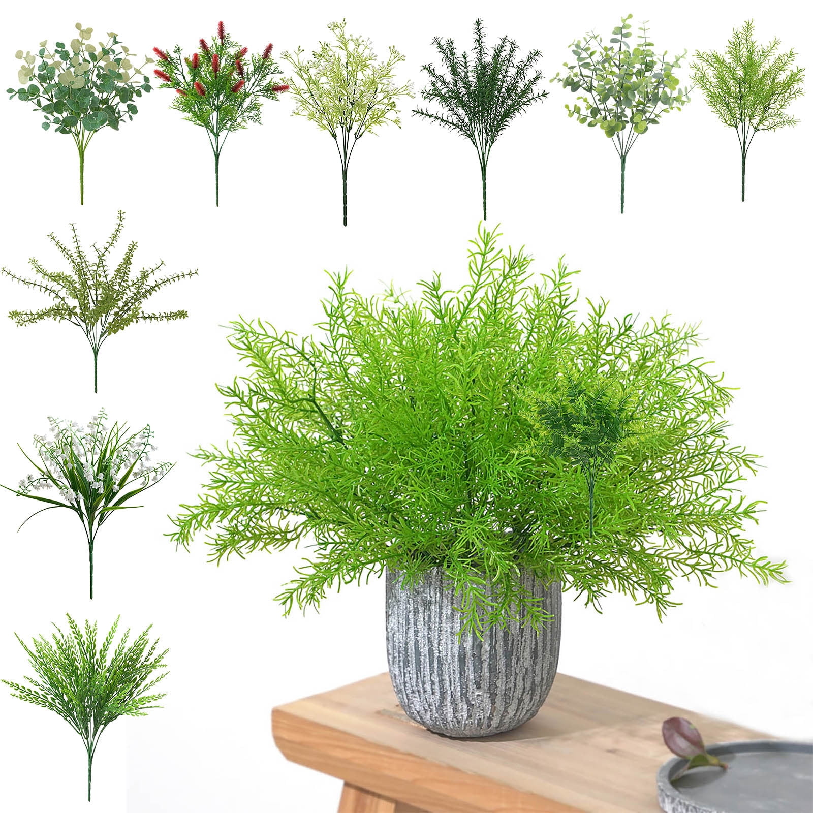 Qocolcyl Fake Ferns Artificial Bush Plants Large, Realistic Hanging ...