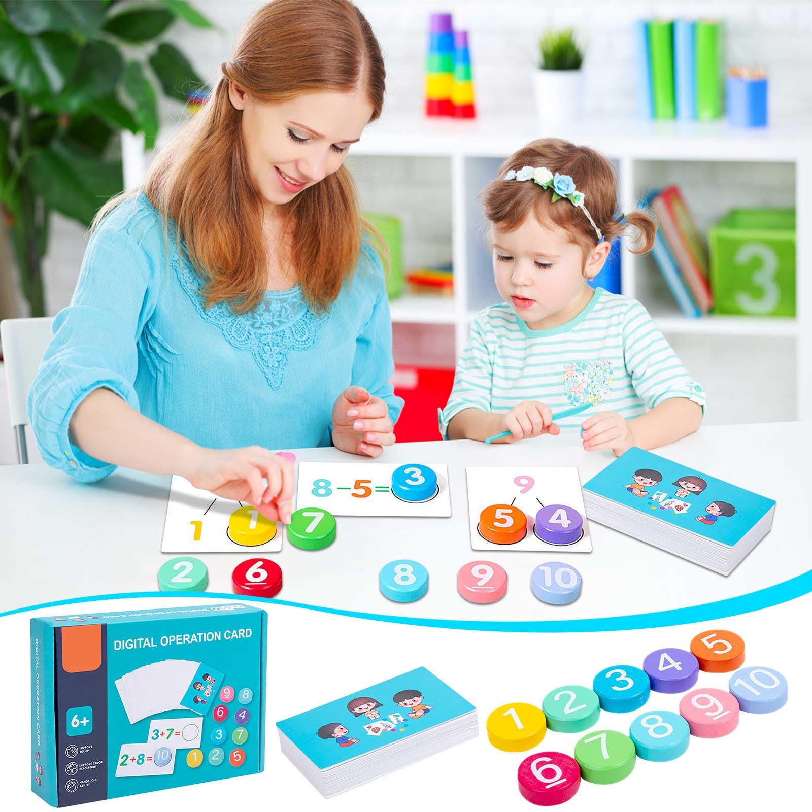 Qocolcyl Math Flash Cards + Popper Fidget Board, Addition & Subtraction ...