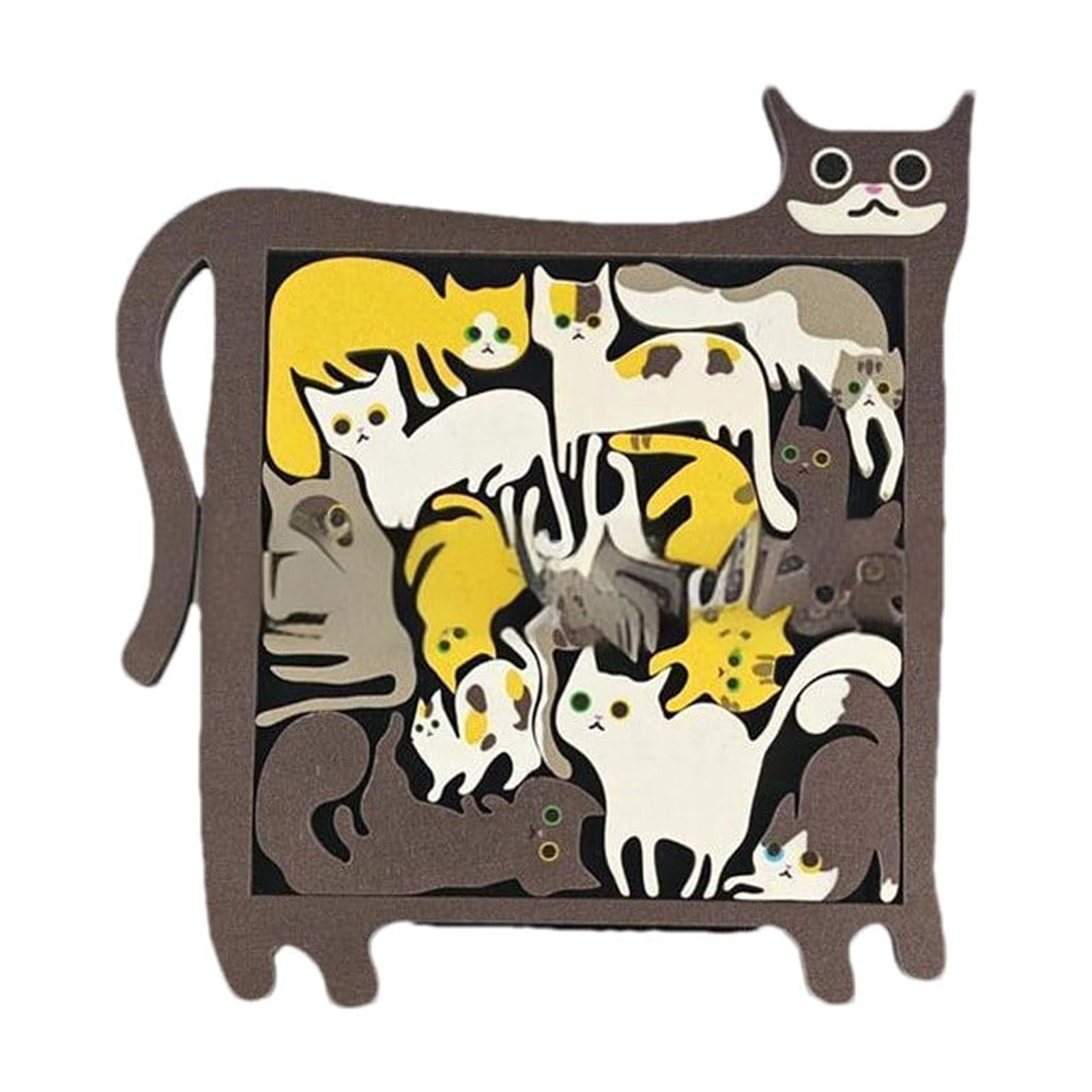 Qocolcyl Pre-Assembled 13 Cat Wooden Puzzle - Travel Anxiety Relief ...