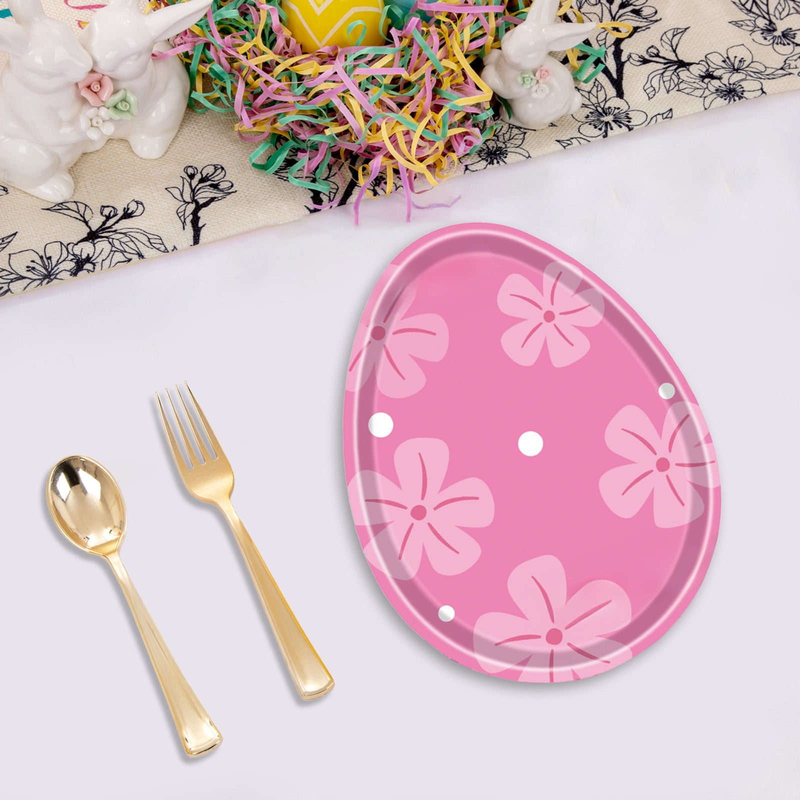 Qocolhg 10 Pcs Easter Colors Paper Plates, Easter Egg Shaped Disposable ...
