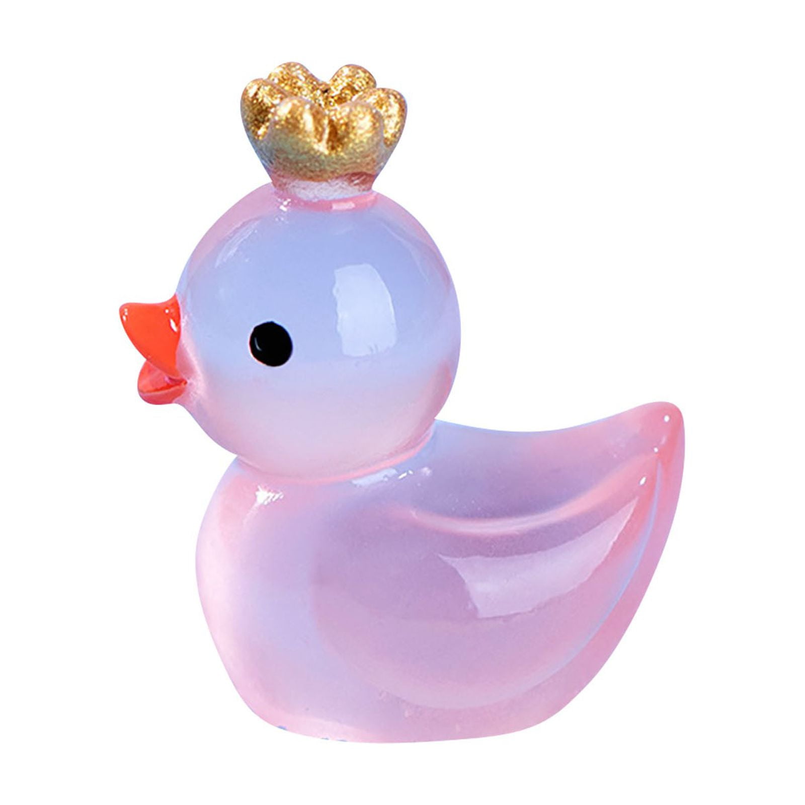 Qocolhg 10 Pieces Luminous Mini Resin Ducks with Crown Miniature ...