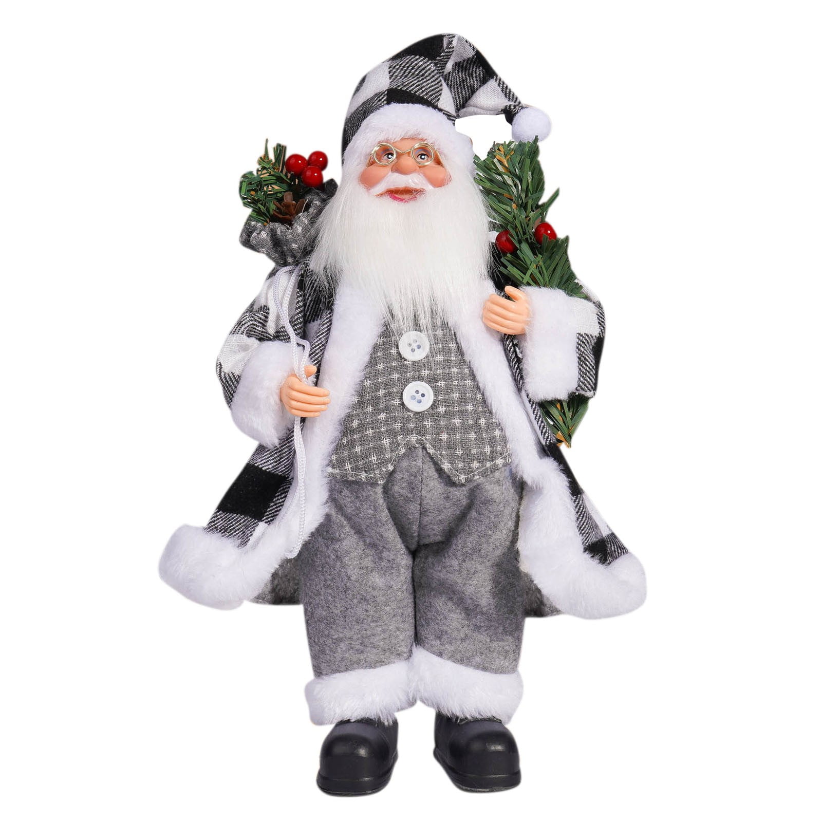 Qocolhg 12 Inch Santa Claus Standing Santa Figure Gift Home Decor ...