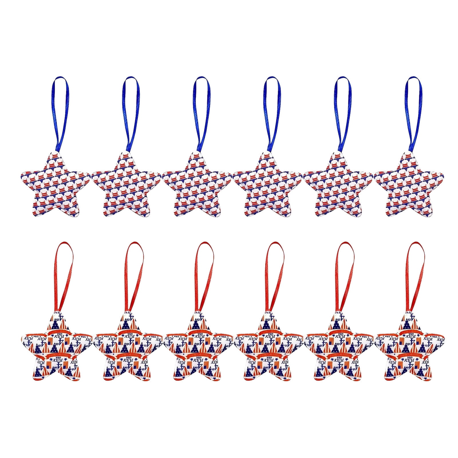 Qocolhg 12 Pcs 4th of July Decoration Fabric Wrapped Stars, Mini ...
