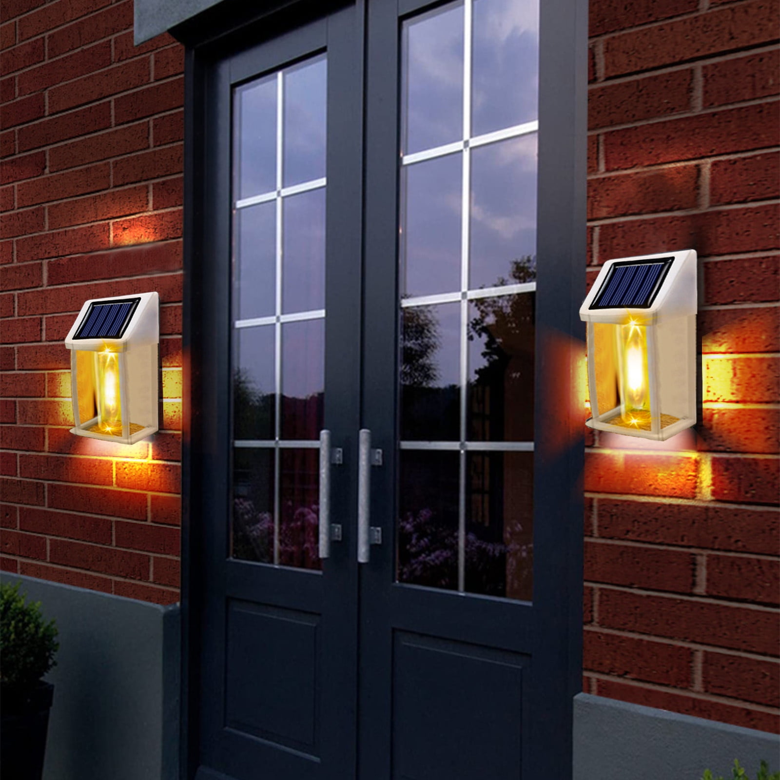 Qocolhg 2 Pack Solar Wall Lamp | Waterproof Solar Wall Lantern with ...