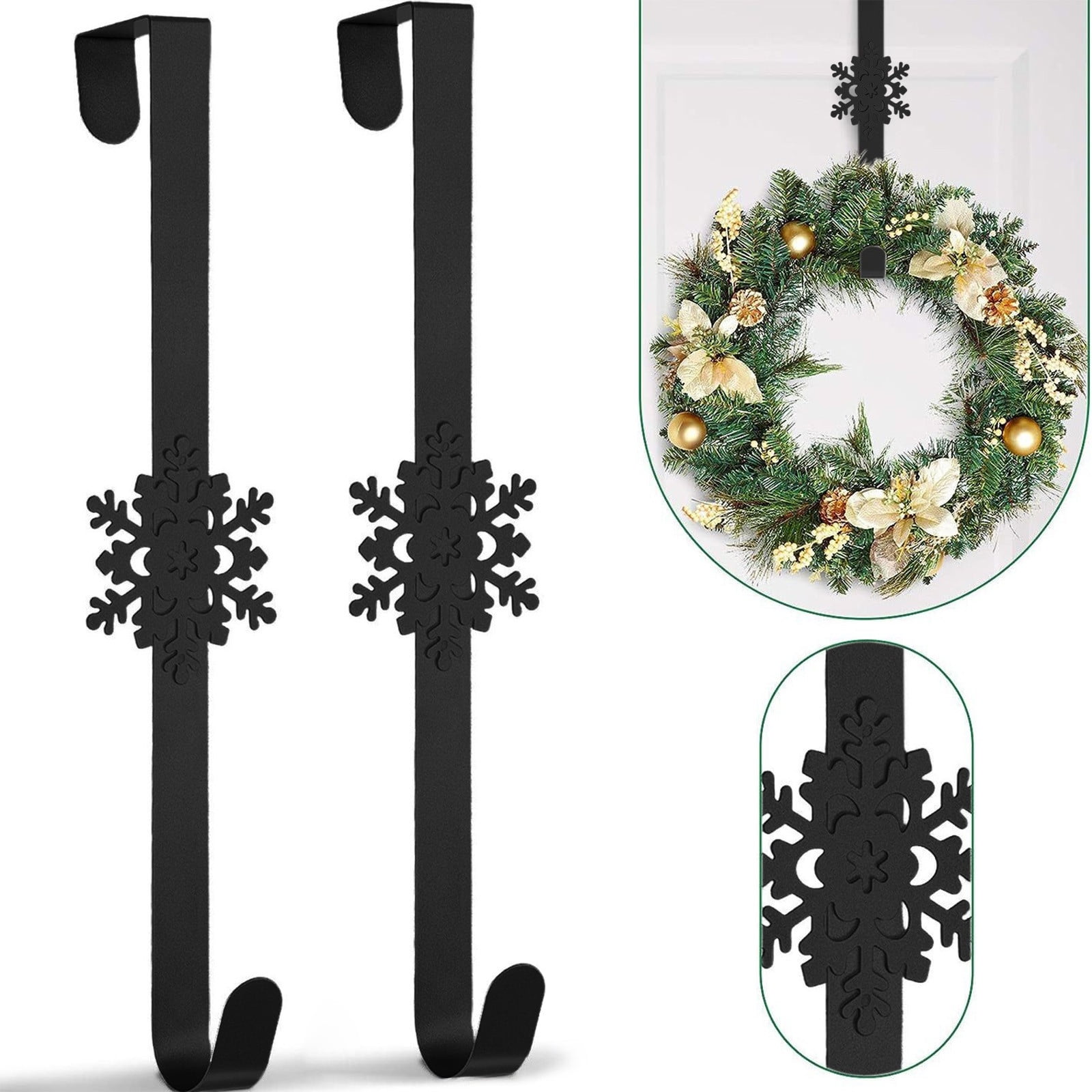 Qocolhg 2 Pack Wreath Hanger for Front Door 15" Metal Over The Door ...