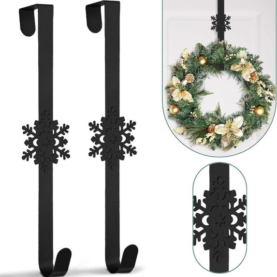 Qocolhg 2 Pack Wreath Hanger for Front Door 15" Metal Over The Door ...