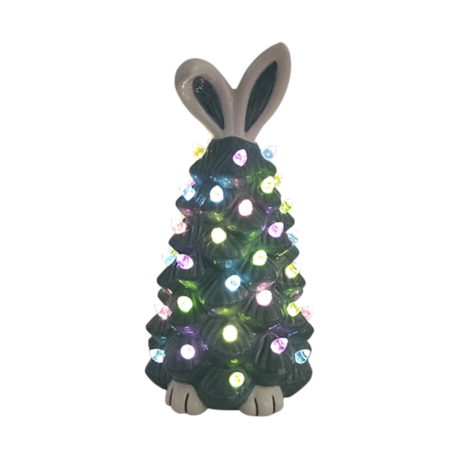 Qocolhg 2025 Newly Lighted Easter Bunny Ceramic Tabletop Tree 9.6inch ...