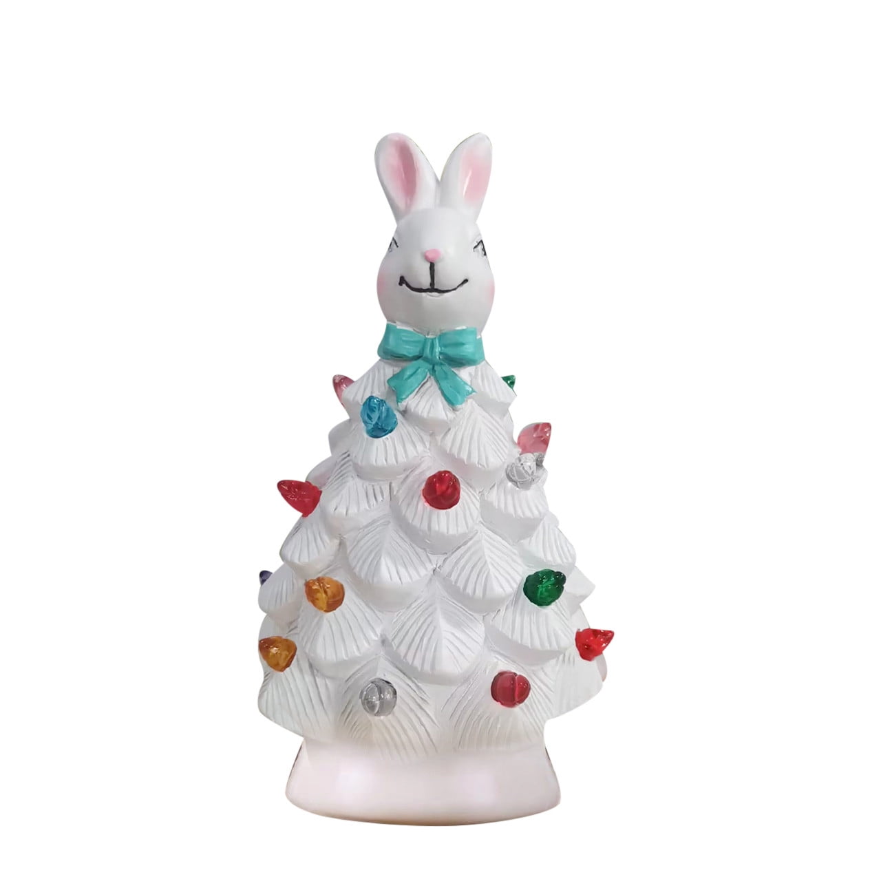 Qocolhg 2025 Newly Lighted Easter Bunny Ceramic Tabletop Tree 9.6inch ...