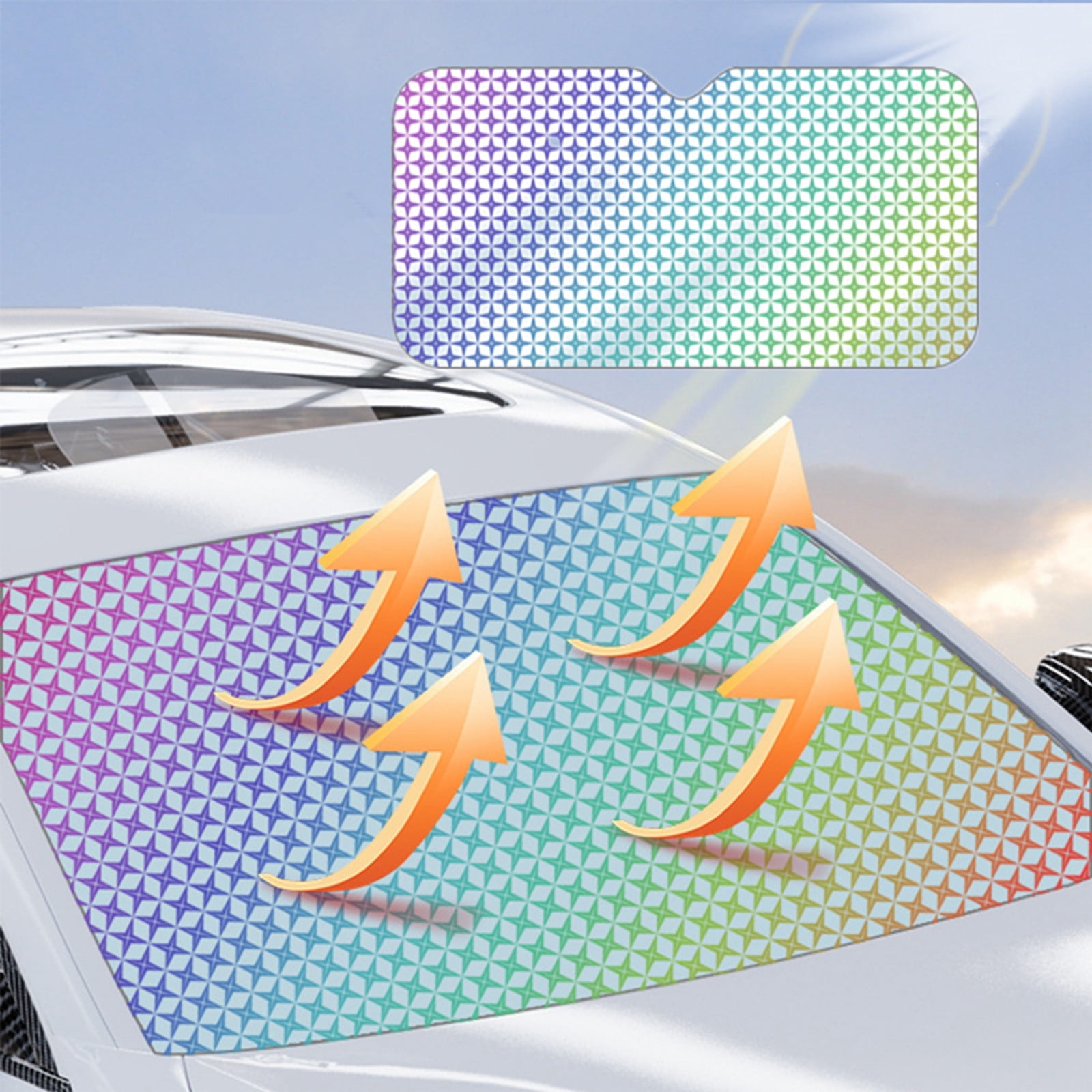 Qocolhg 2025 Windshield Sun Shade Umbrella, Iridescent Car Sunshade ...