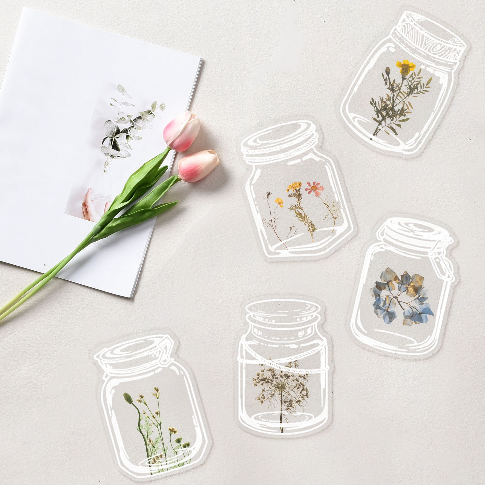 Qocolhg 20Pcs Large Size DIY Bookmarks, Transparent Dried Flower ...