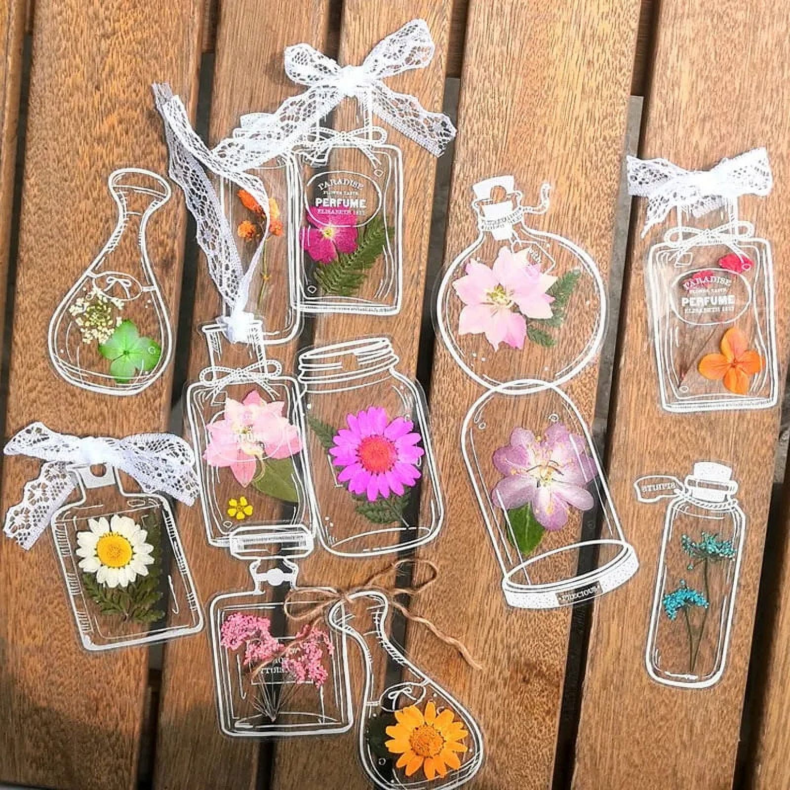 Qocolhg 20Pcs Large Size DIY Bookmarks, Transparent Dried Flower ...