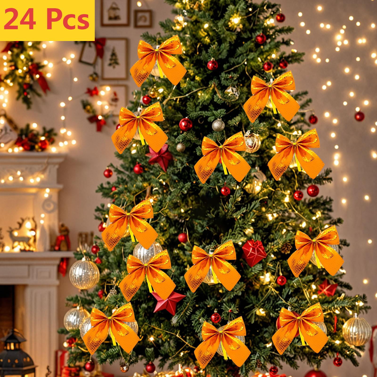 Qocolhg 24 Pcs Christmas Bows for Tree Decorations, 5.5cm Small Bow ...