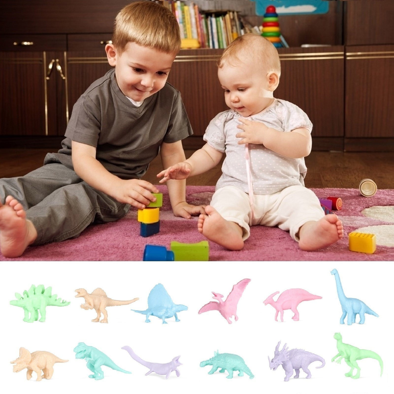 Qocolhg 24Pcs Mini Dinosaur Figurines Miniature PVC Tiny Dinosaurs ...