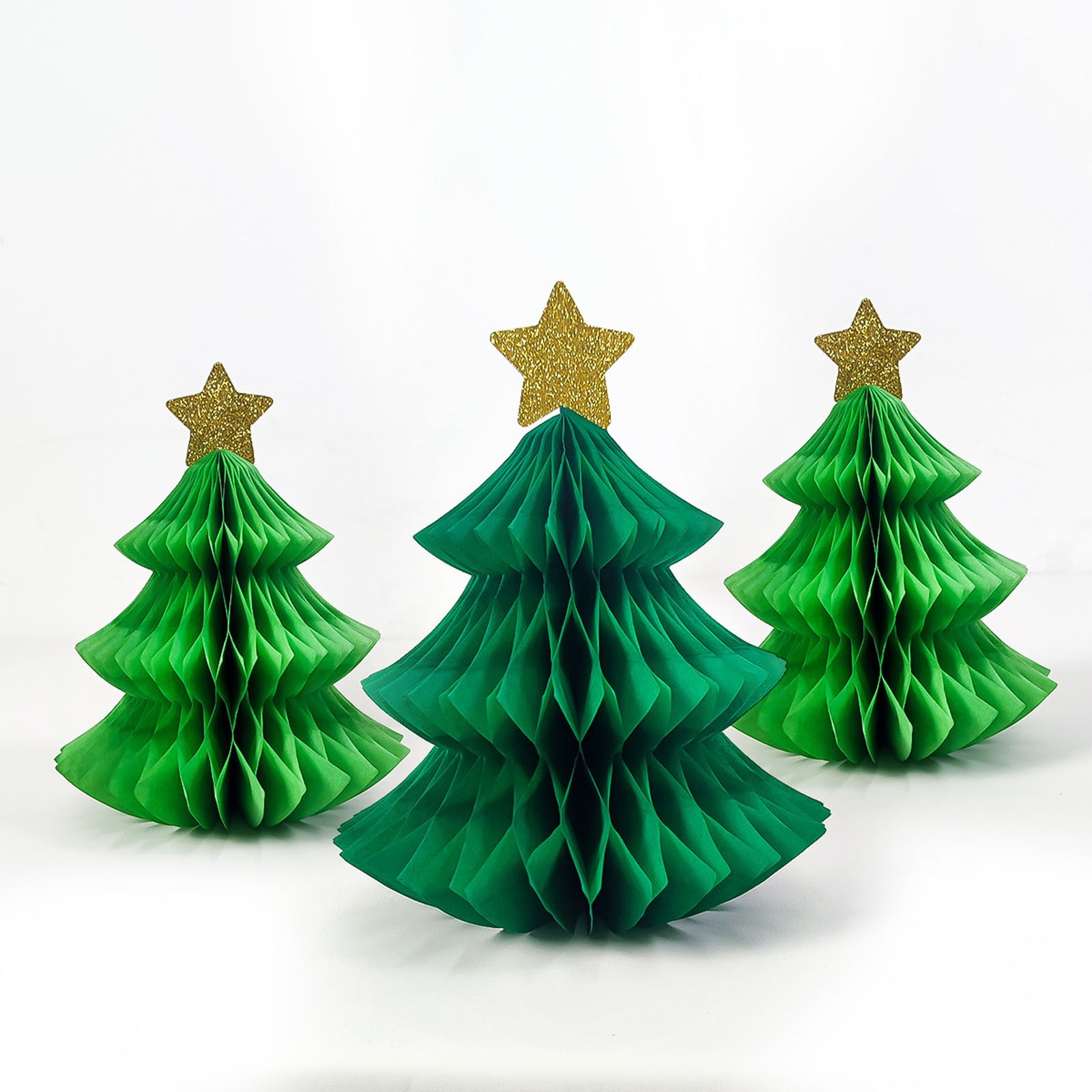 Qocolhg 3 Pack Christmas Honeycomb Paper Tree 3D Green Xmas Paper Trees ...