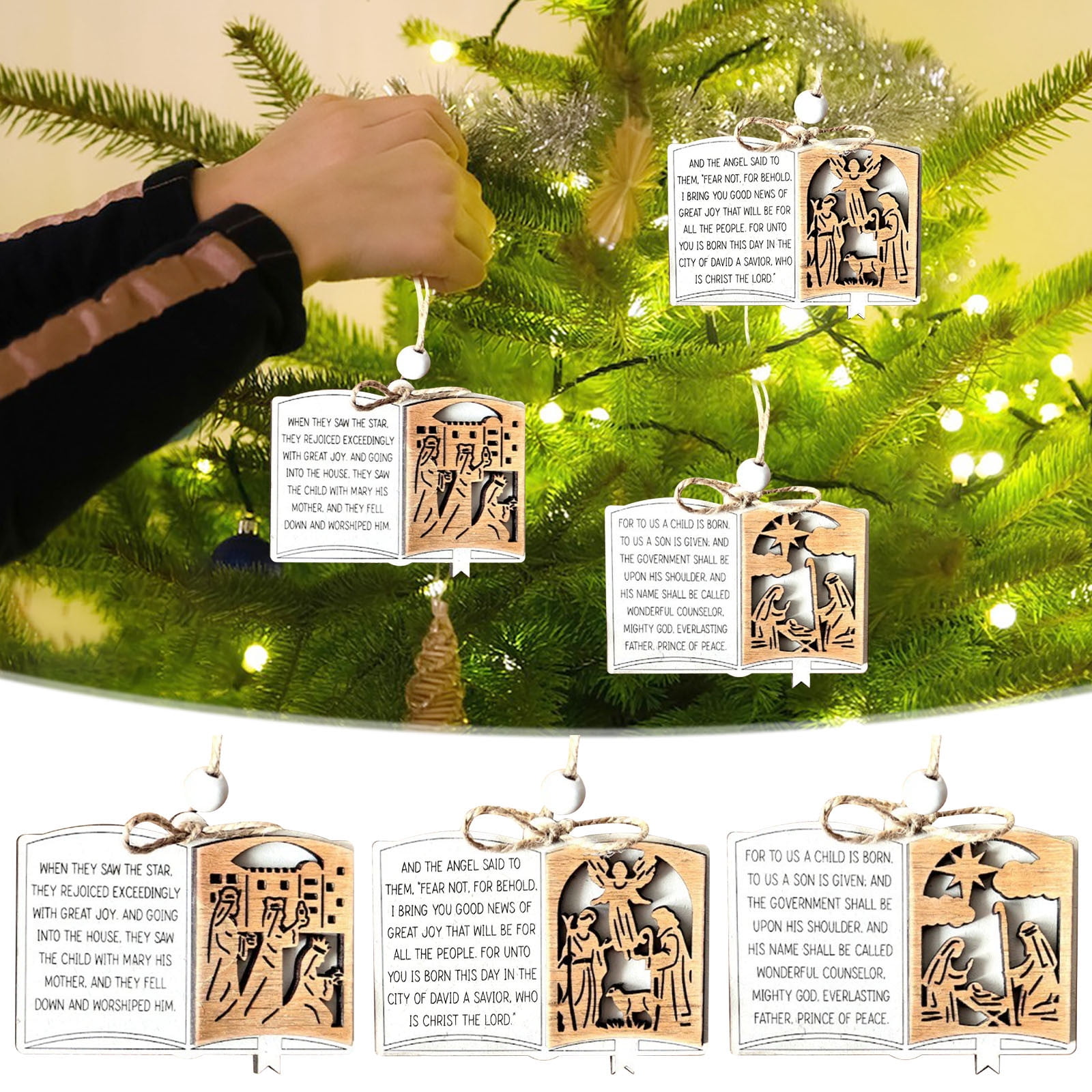 Qocolhg 3 Pcs Nativity Ornament Set 2024, Nativity Scene Keepsake for ...